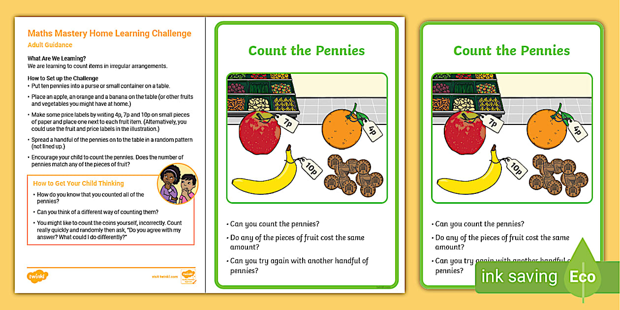 EYFS Maths Counting Home Learning Challenge Counting Pennies