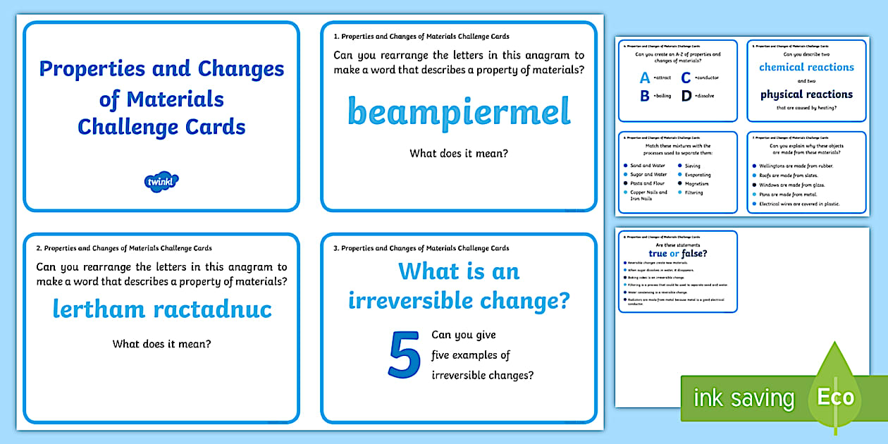 Properties and Changes of Materials Challenge Cards - Twinkl