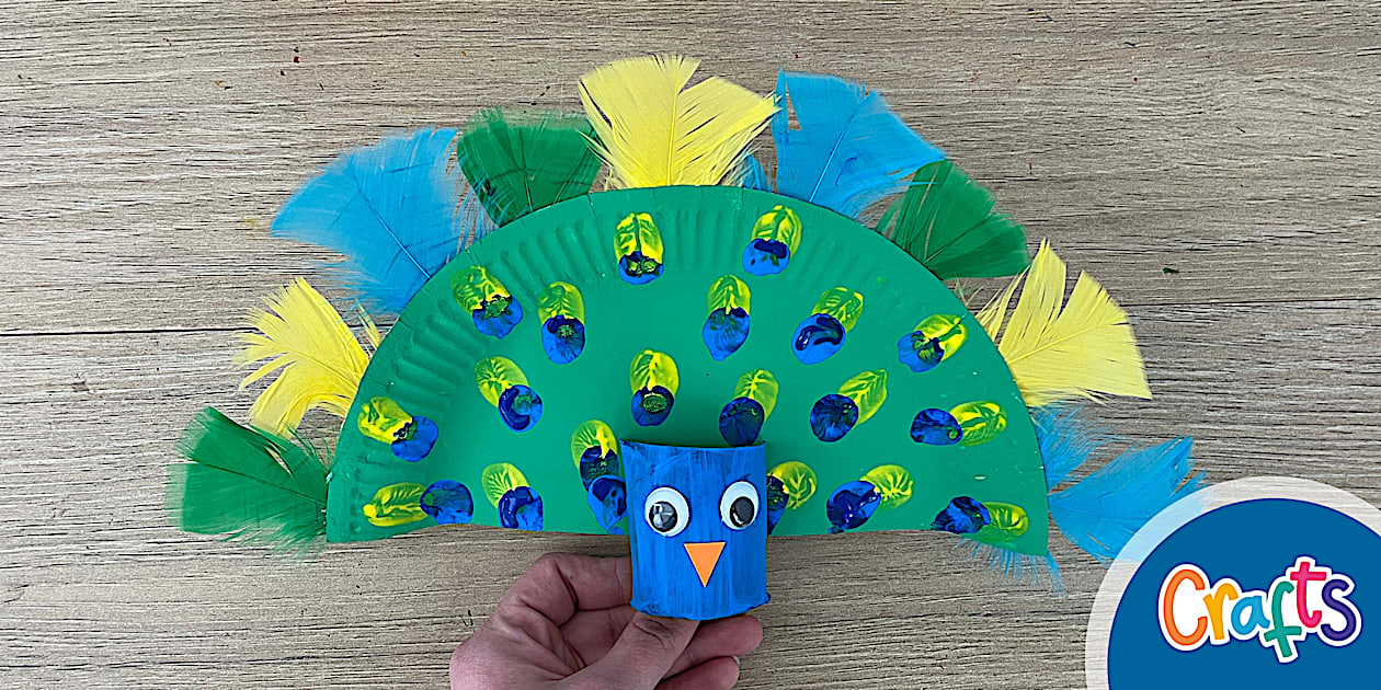 Peacock Paper Plate Craft (teacher made) - Twinkl