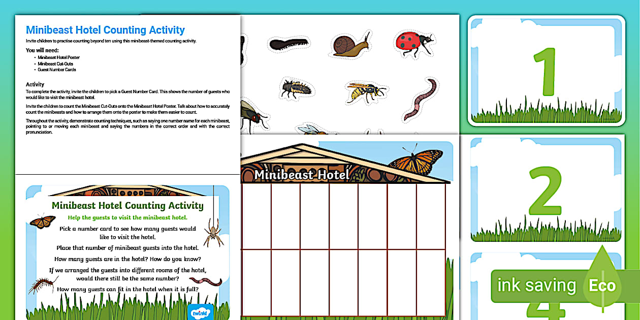 👉 Minibeast Hotel Counting Activity - Twinkl