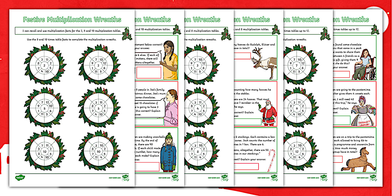 👉 KS2 Christmas Wreath Multiplication Wheels