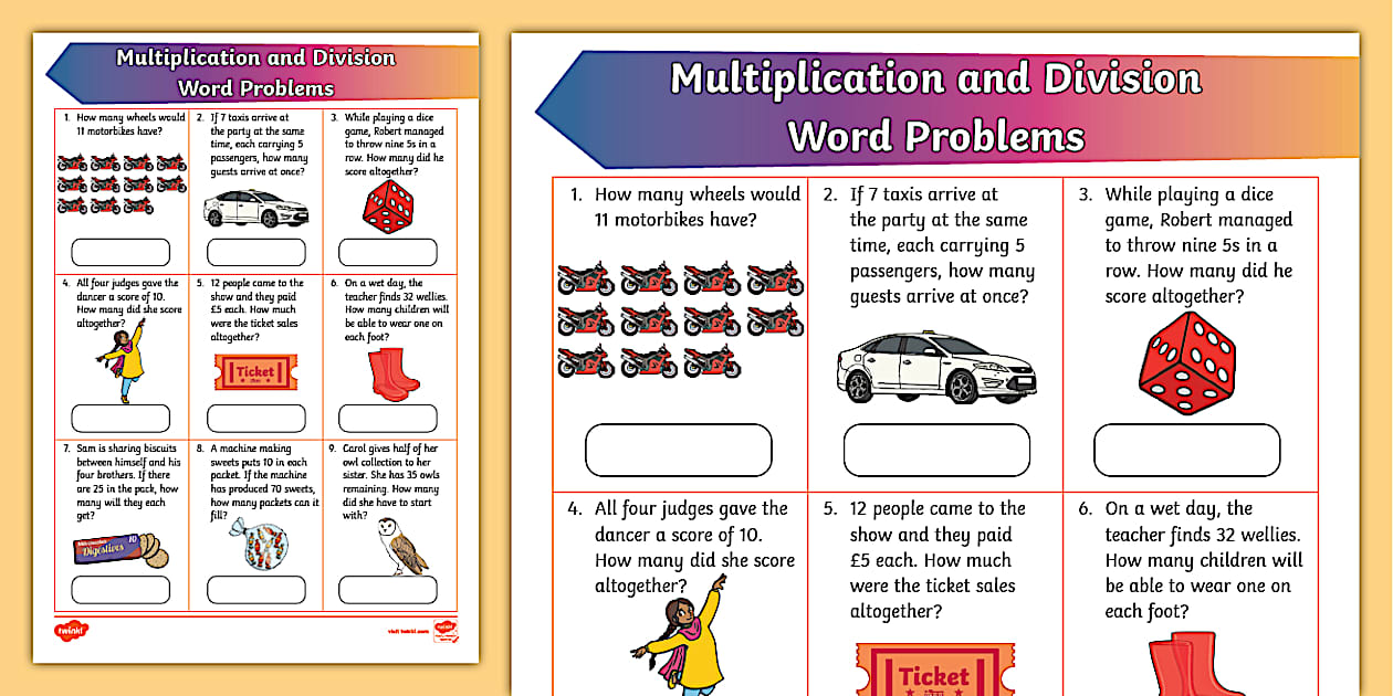 Year 2 Multiplication and Division Word Problems x2, x5, x10