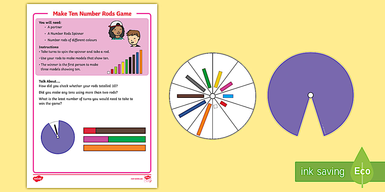 KS1 Make Ten Number Rods Game Game (teacher made) - Twinkl