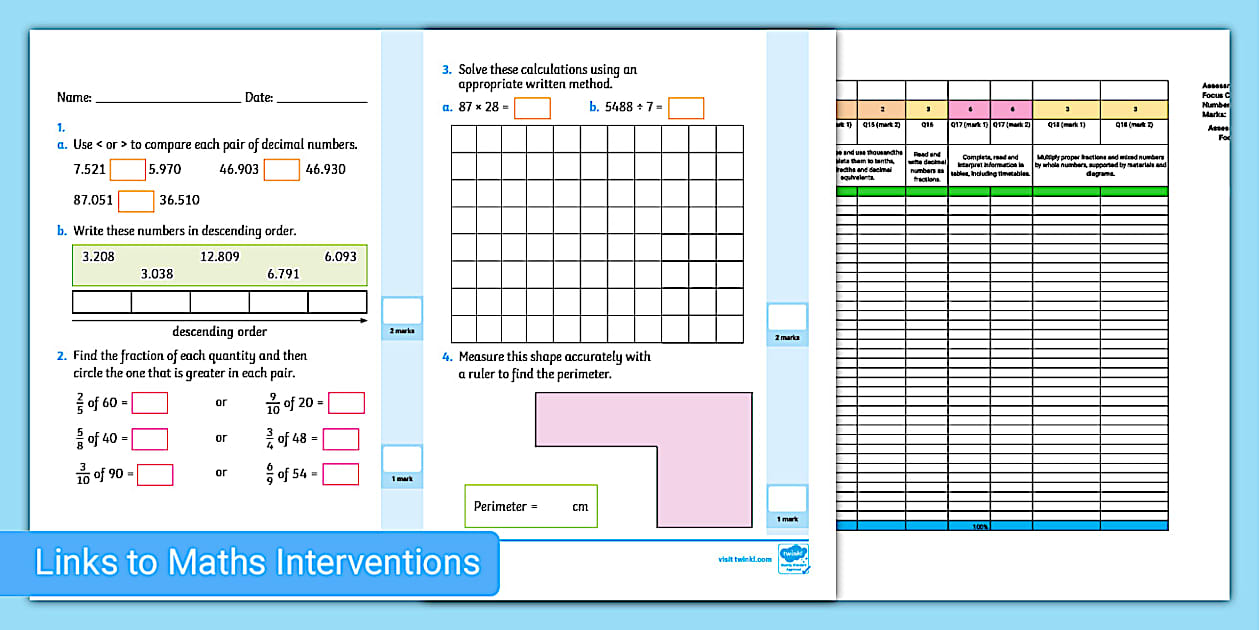 Year 5 Maths Assessment Pack Term 2 (teacher made) - Twinkl