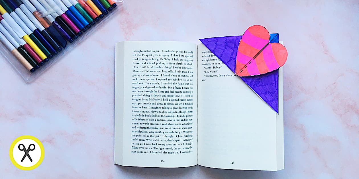 Heart Corner Bookmark (teacher made) - Twinkl