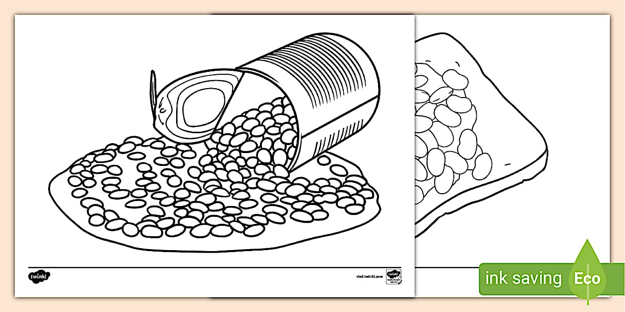 Baked Beans Colouring Pages - Twinkl