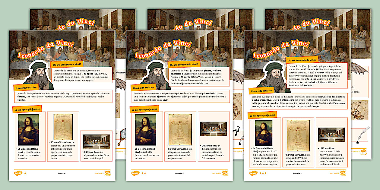 Leonardo da Vinci - Fact File differenziato (teacher made)