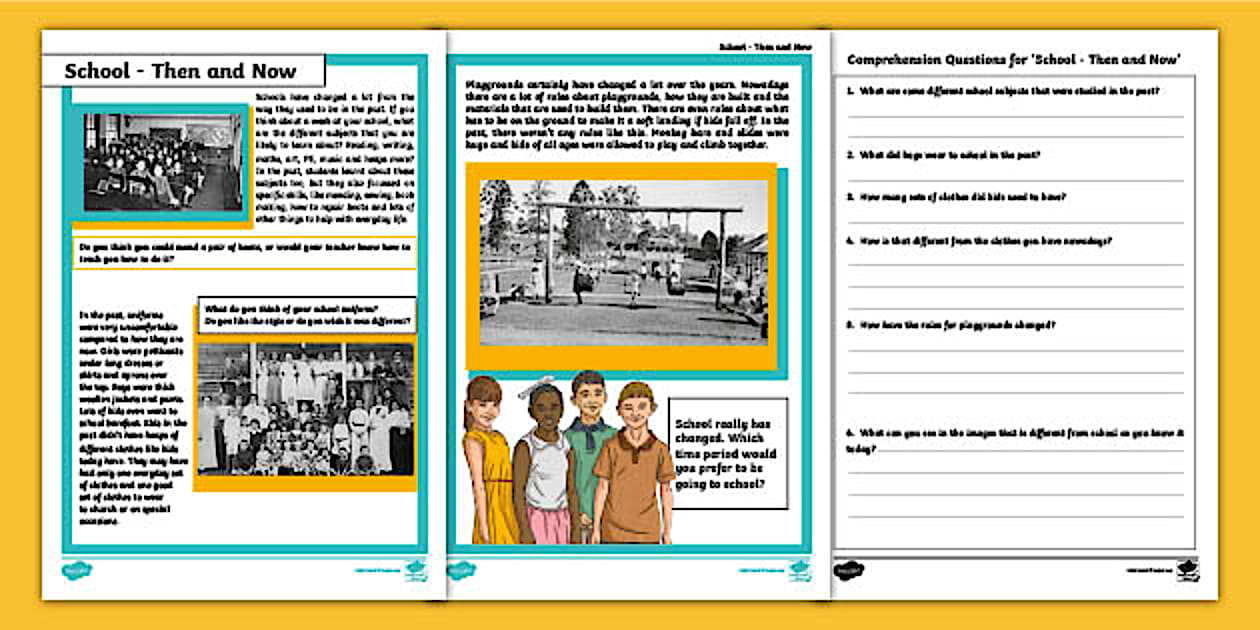 School Then and Now | Reading Activity and Information