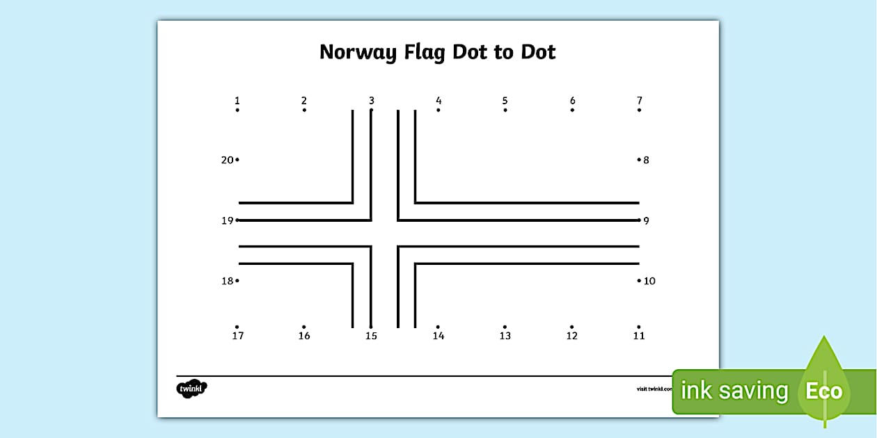 Norway Flag Dot to Dot Worksheet - Flags | Twinkl - Twinkl
