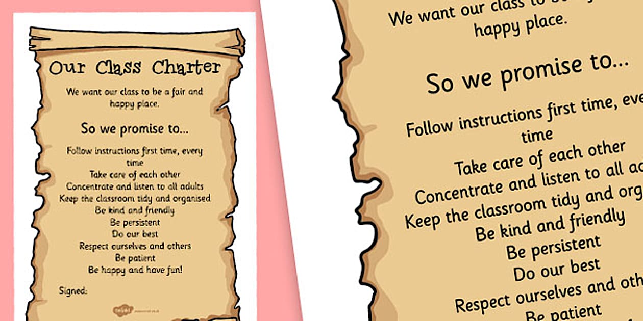 Editable Class Charter Template | Our Class Rules Charter