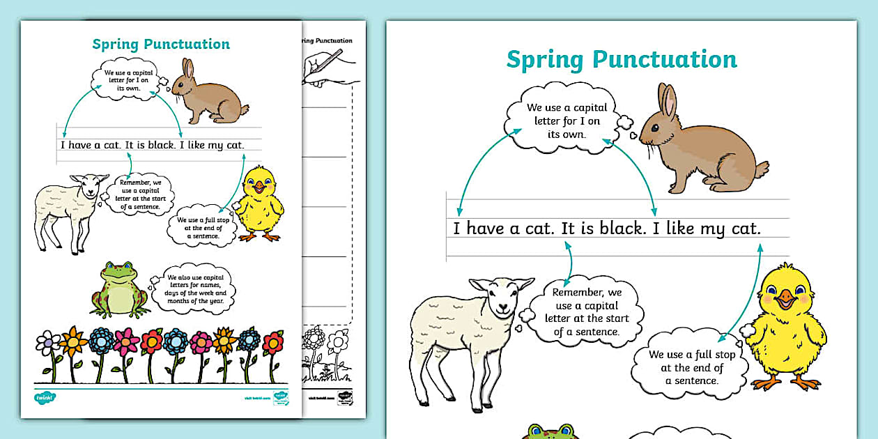 Spring Punctuation Activity Sheet (teacher made) - Twinkl