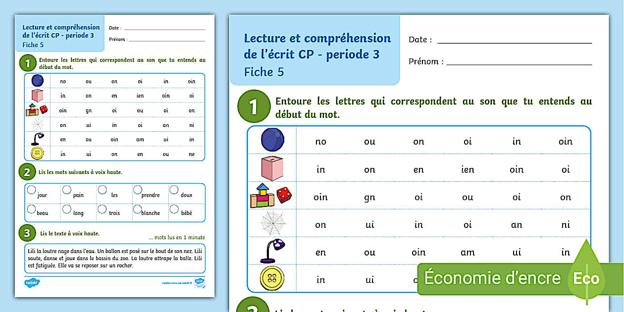 Lecture et compréhension de l'écrit CP - periode 3