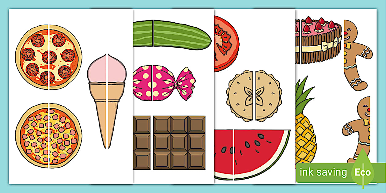 Real-Life Halves Picture Cut-Outs (teacher made) - Twinkl