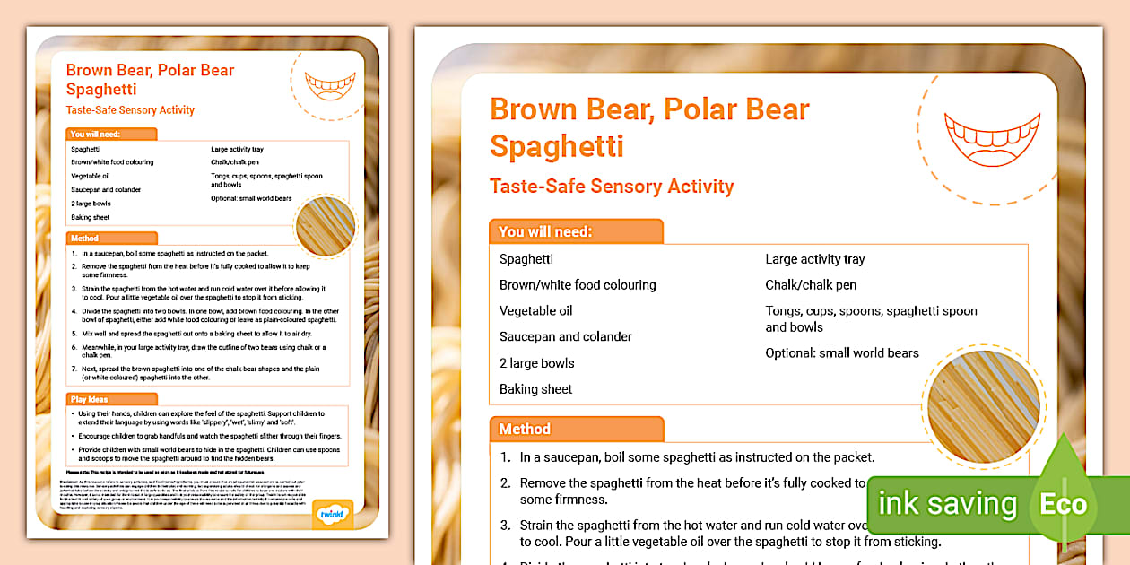 Brown Bear, Polar Bear Spaghetti Taste-Safe Sensory Activity