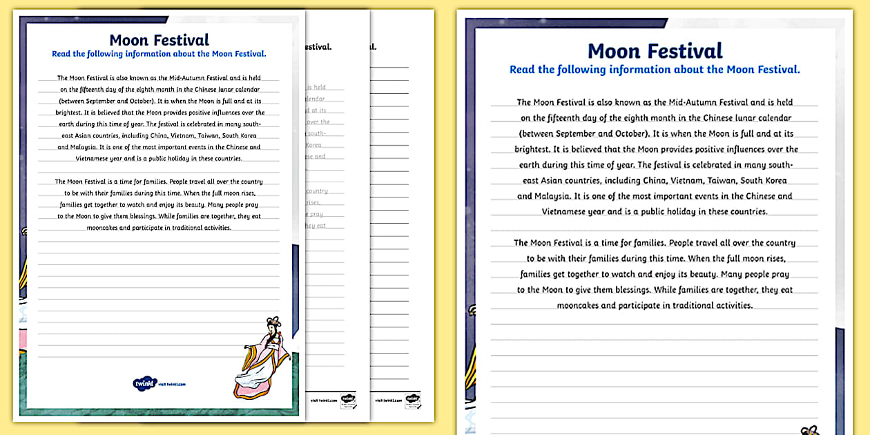 3-6 Moon Festival Handwriting Worksheet / Worksheets