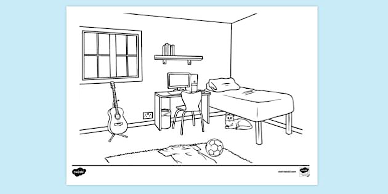 Bedroom Colouring Page | Colouring Sheet (teacher made)