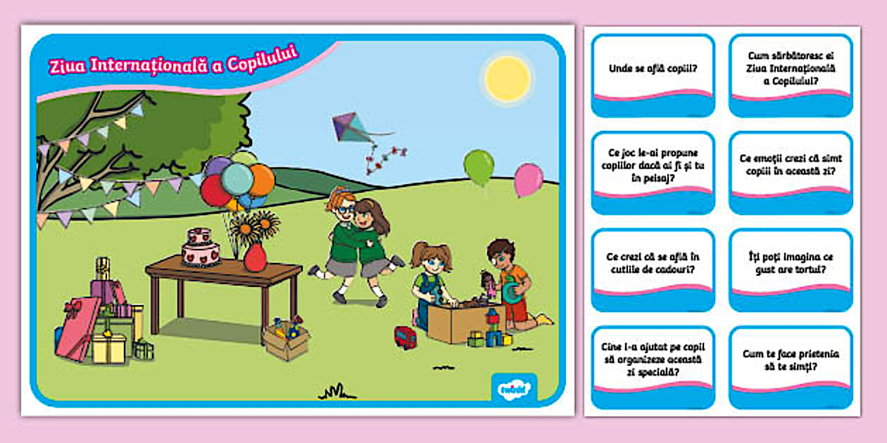 Ziua Copilului – Planșă cu set de întrebări - Twinkl