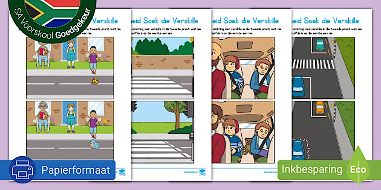 Padveiligheid: Soek die Verskille Aktiwiteit (Teacher-Made)