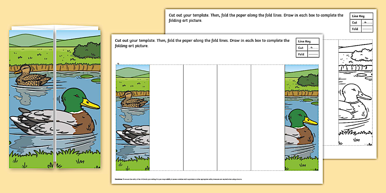 Duck Folding Art Template (Teacher-Made) - Twinkl