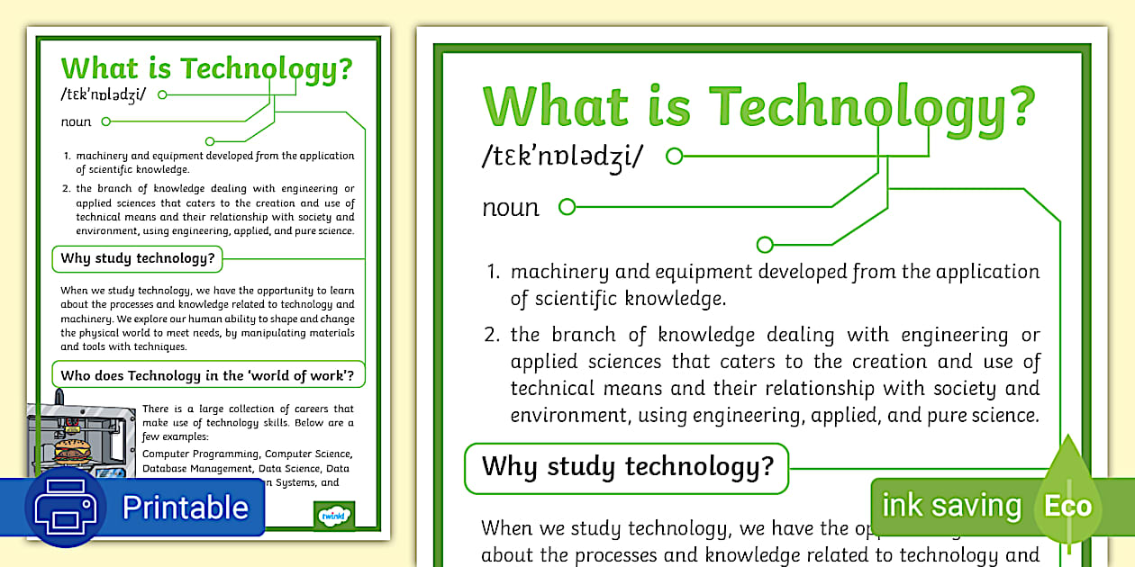What is Technology? Definition A4 Display Poster - Twinkl