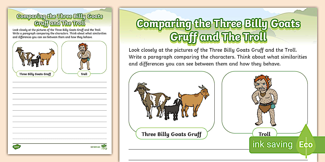 Comparing the Billy Goats Gruff and the Troll Worksheet