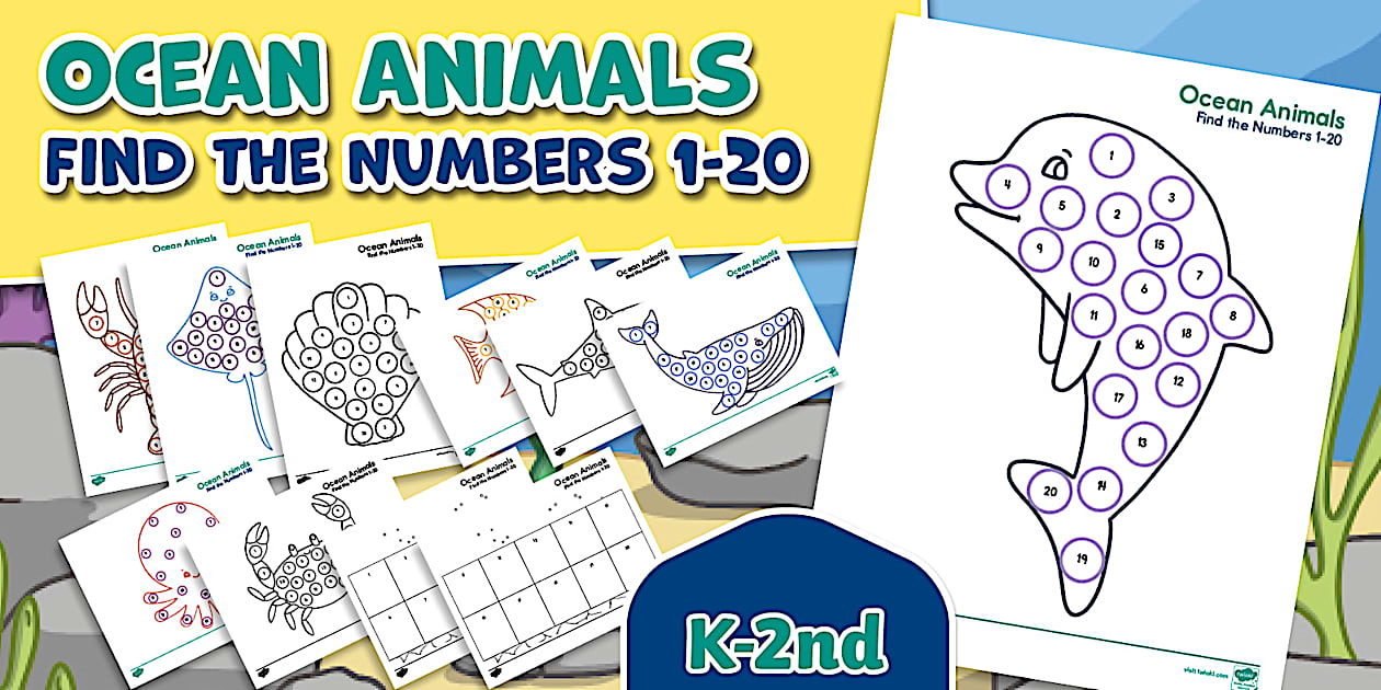 Ocean Animals Find the Numbers 1-20 Dot Markers Activity