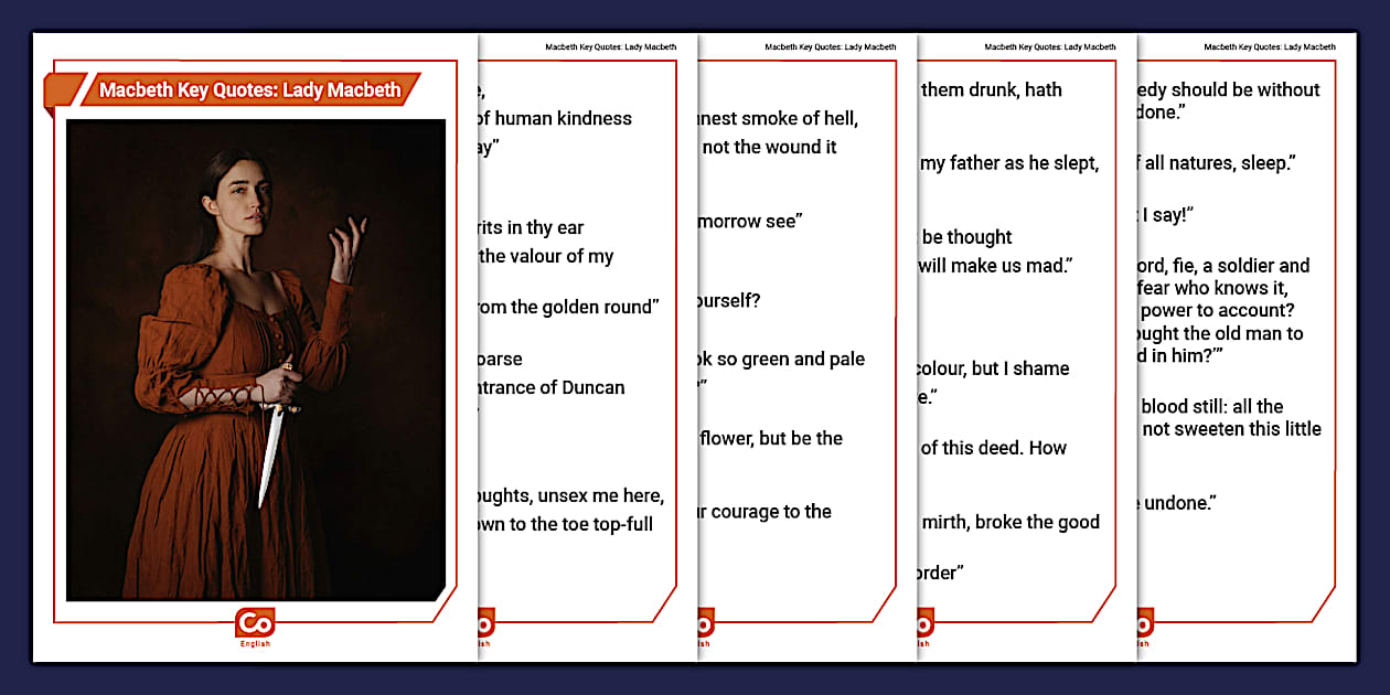 Macbeth Key Quotes: Lady Macbeth (teacher made) - Twinkl