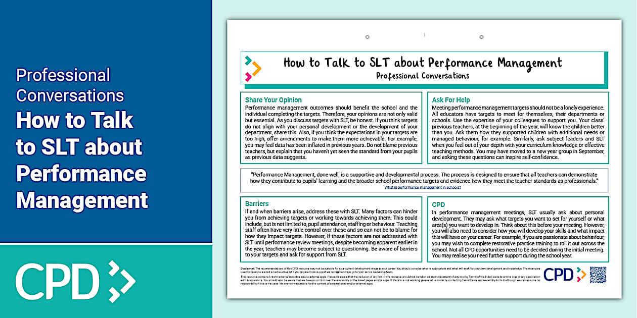 How to Talk to SLT about Performance Management - Twinkl