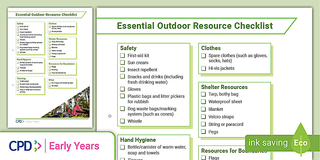 Essential Outdoor Resource Checklist | Twinkl (teacher made)