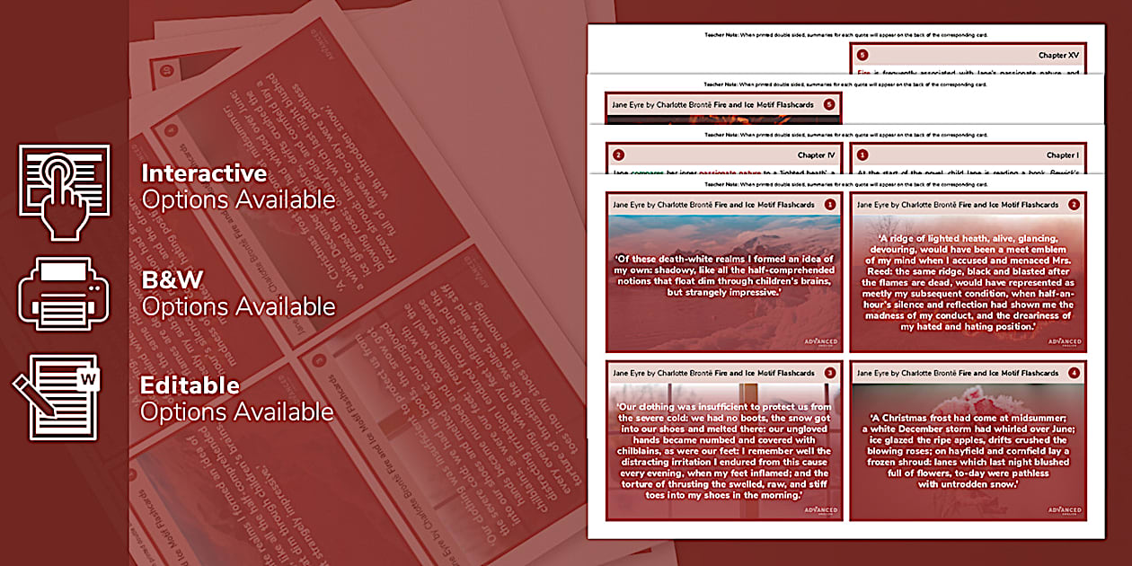 Jane Eyre Revision: Fire and Ice Motif Flashcards
