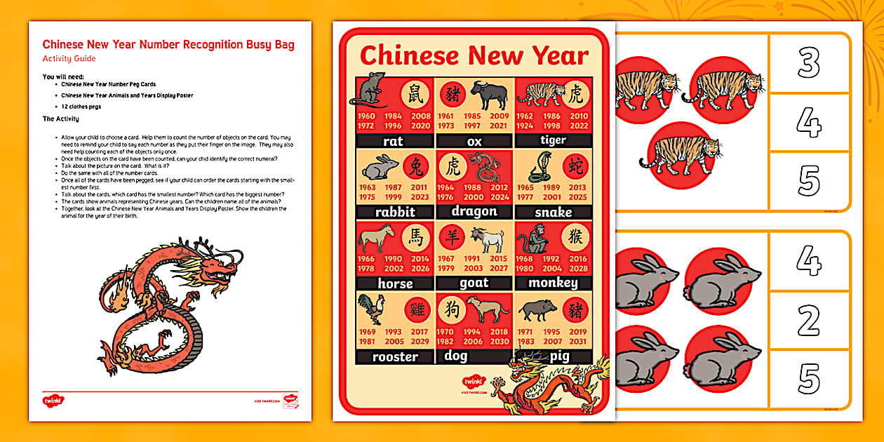 Chinese New Year Number Recognition Busy Bag Resource Pack for Parents