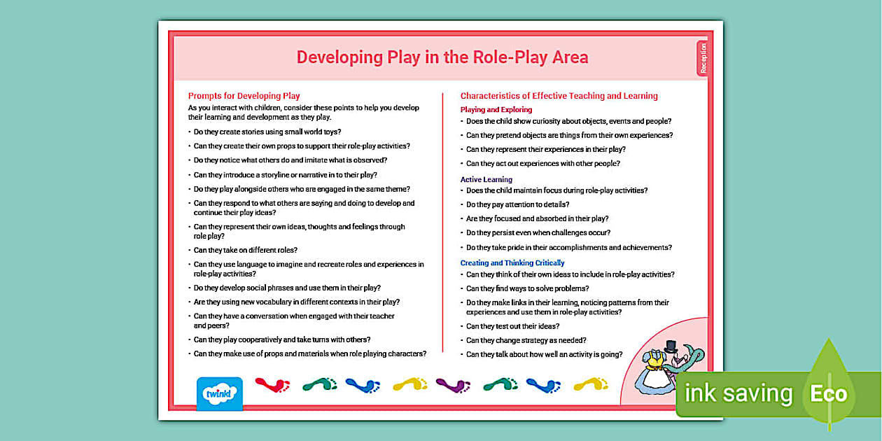 EYFS Role-Play Area Reception Next Steps Poster - Twinkl
