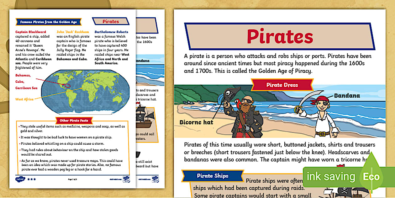 Pirate Reading Comprehension KS1 | Differentiated | Primary