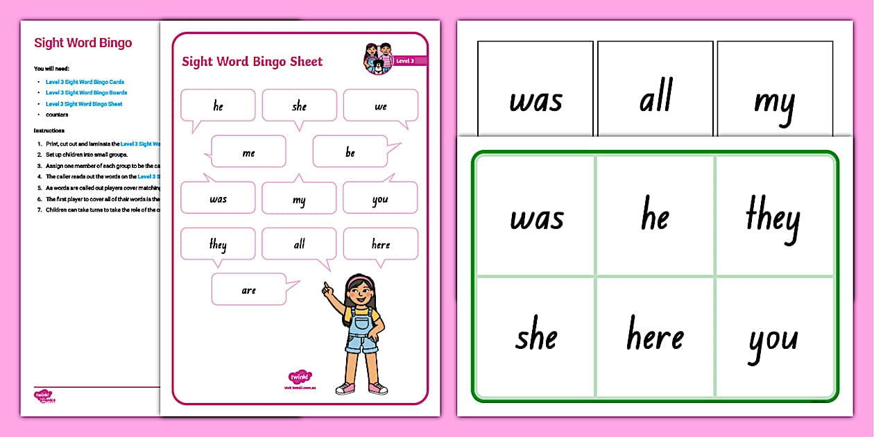 Level 3 Sight Word Bingo