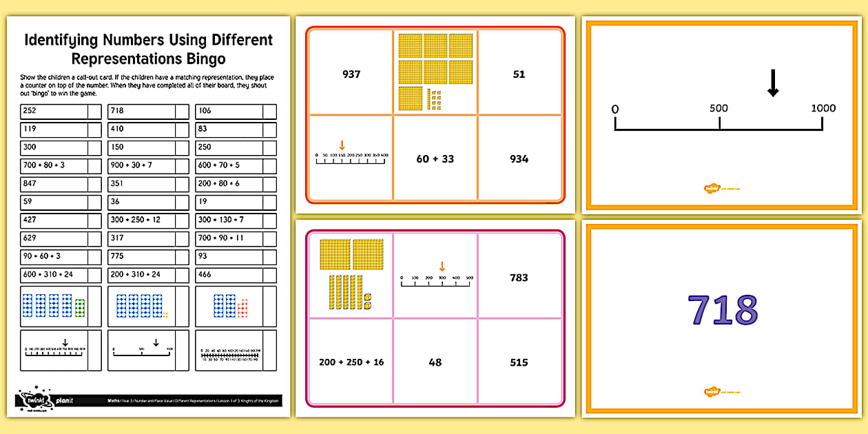 Identifying Numbers Using Different Representations Bingo
