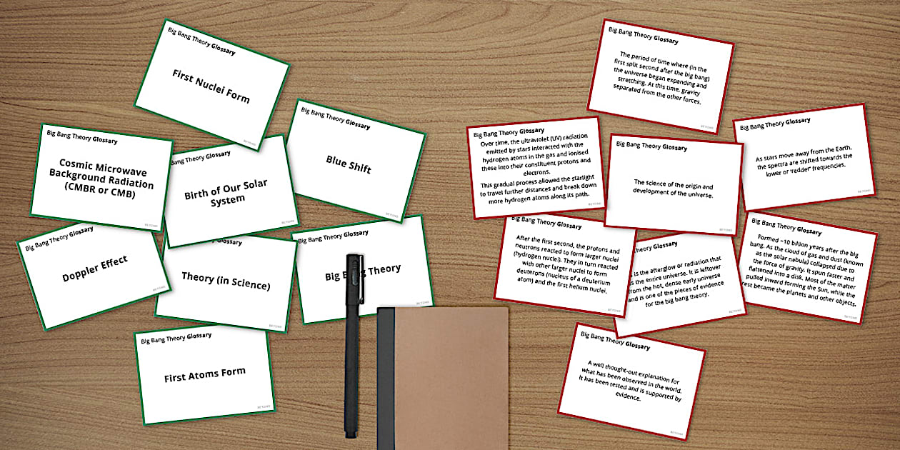Big Bang Theory Glossary Matching Cards (teacher made)