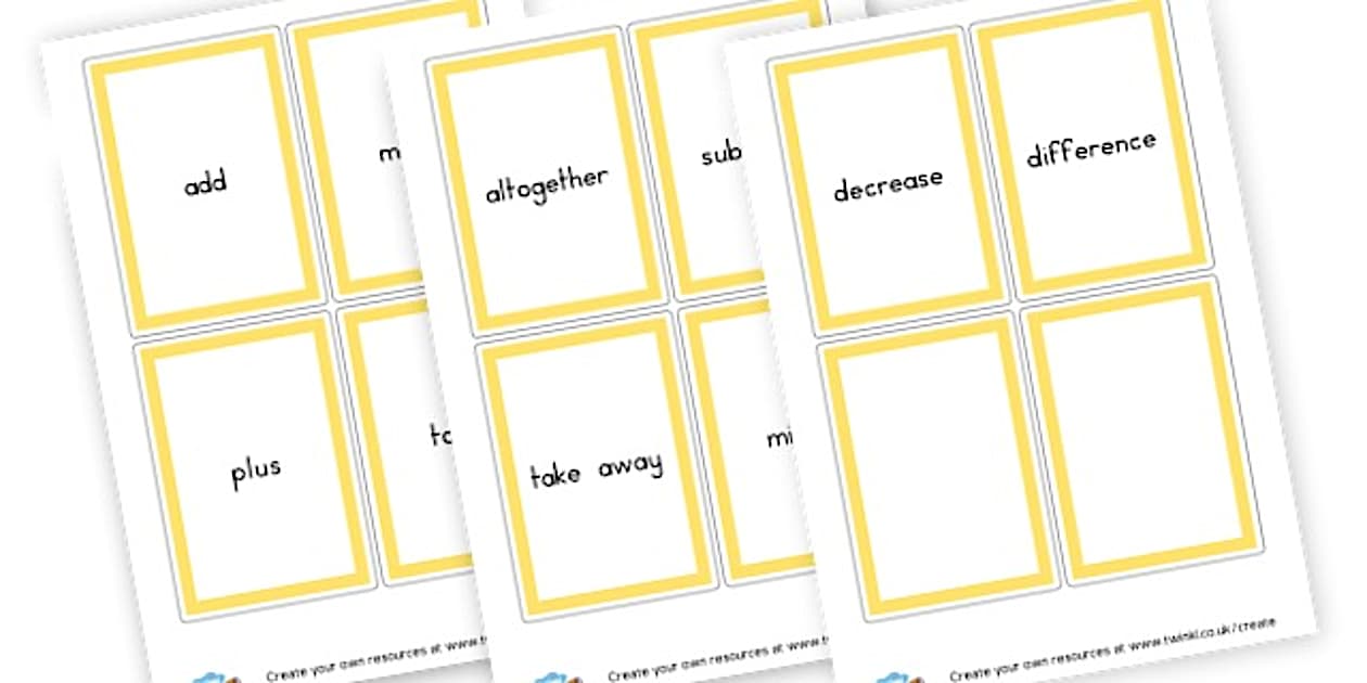 Addition and Subtraction Word Cards (teacher made) - Twinkl