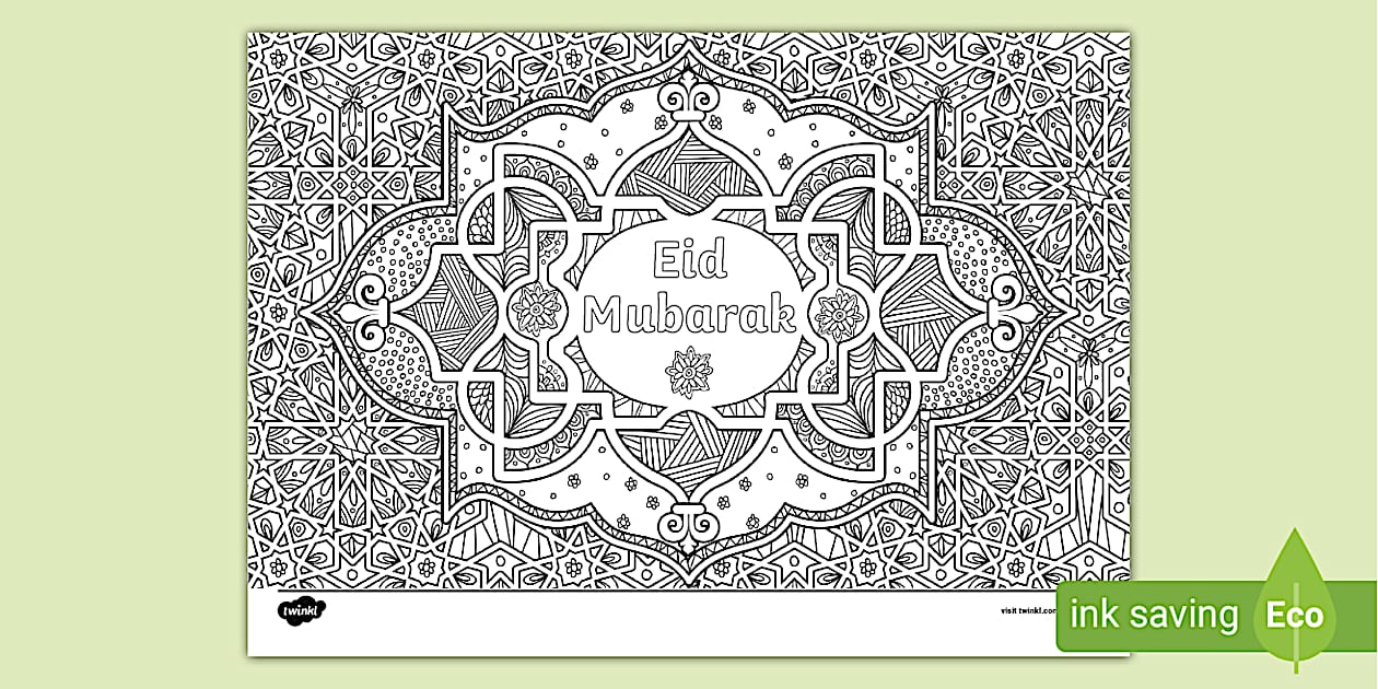 Eid Al-Fitr Mosaic Colouring Page - Twinkl - RE - Twinkl
