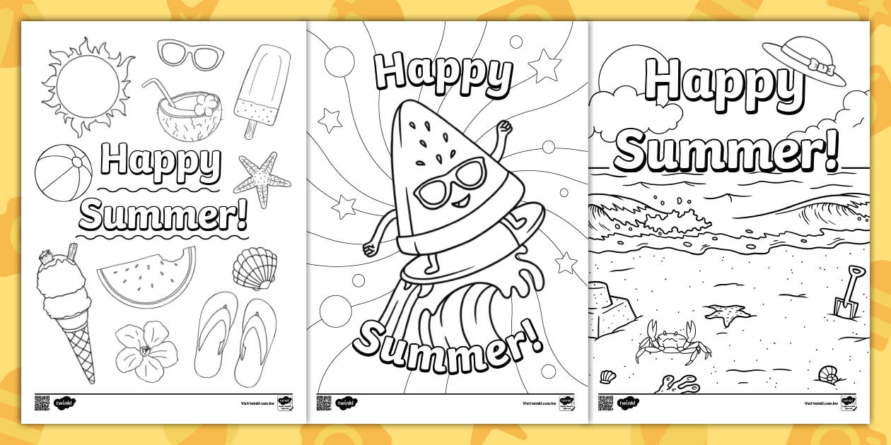 Happy Summer Coloring Pages (Hecho por educadores) - Twinkl