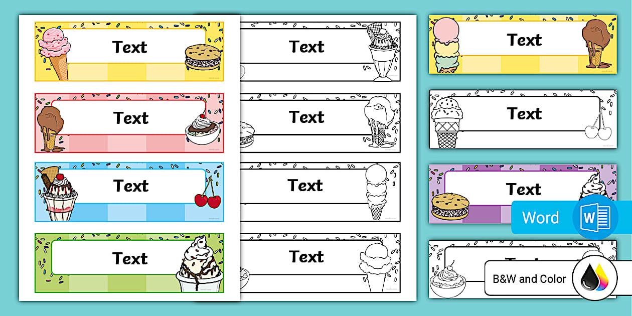 Editable Ice Cream Theme Labels