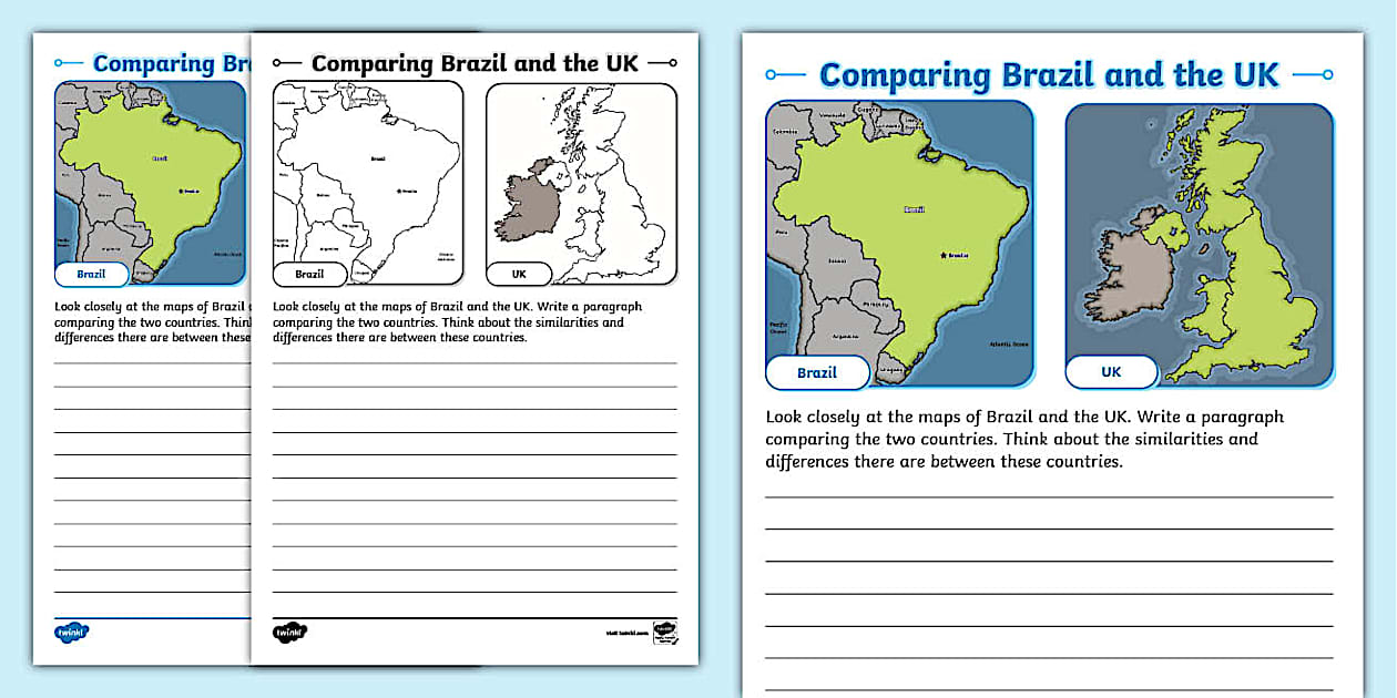 Comparing Brazil and the UK Worksheet (teacher made)