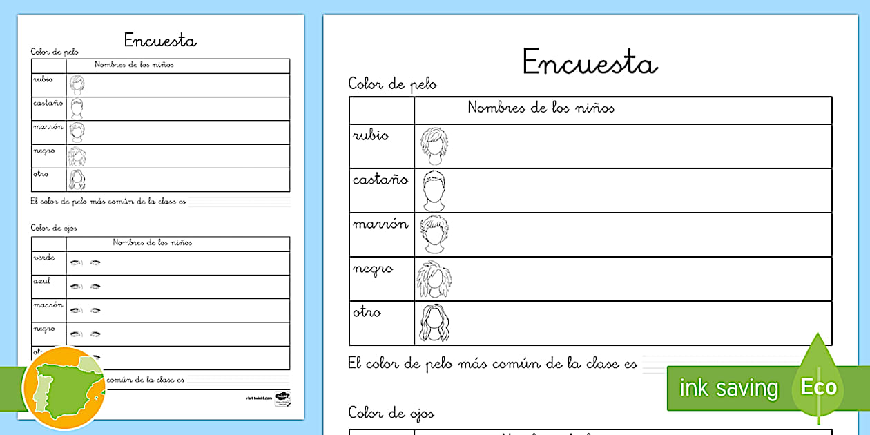 Encuesta: El color de ojos y pelo más comunes de la clase