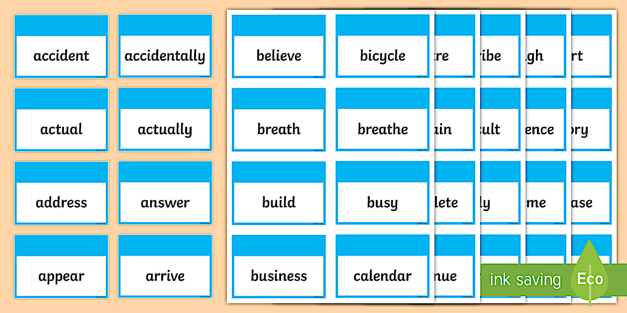 Dyslexic Year 3 and 4 Spelling Words Flashcards - Twinkl