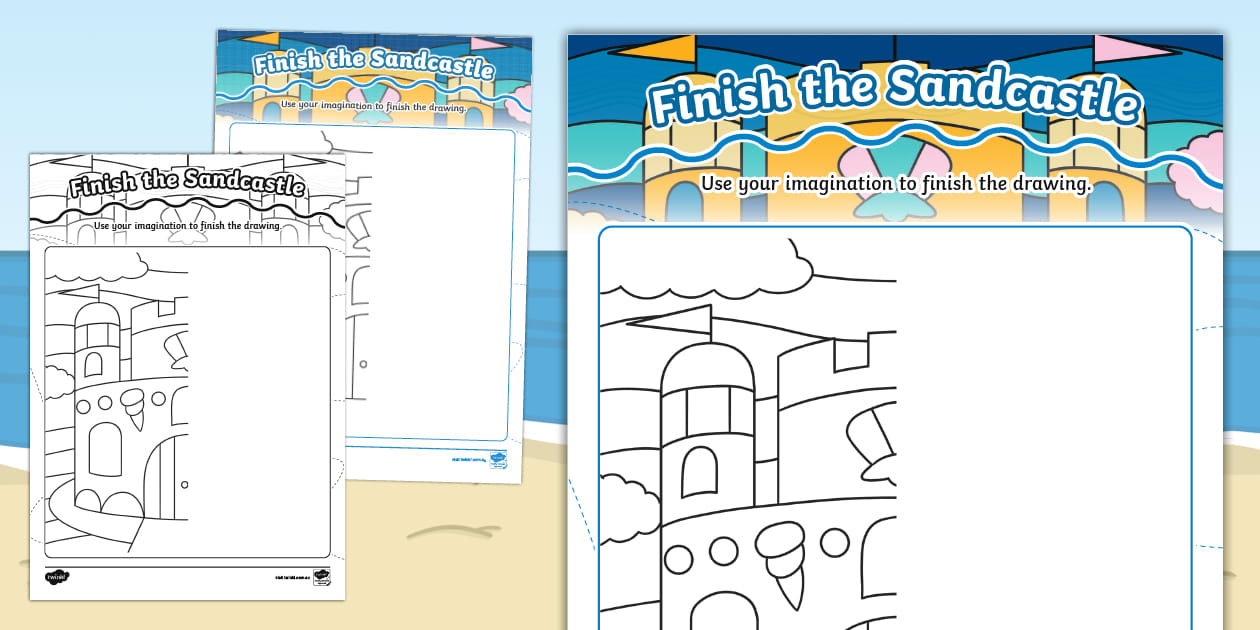 Finish the Sandcastle Worksheet (teacher made) - Twinkl