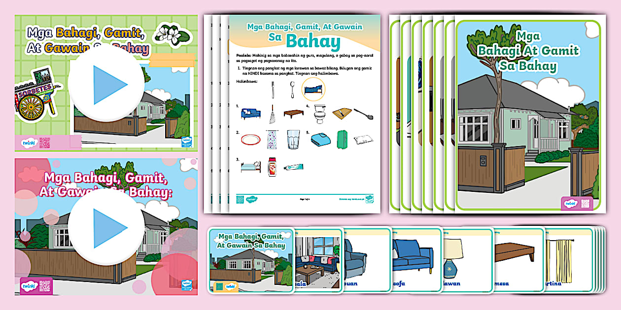 Mga Bahagi, Gamit, At Gawain Sa Bahay Resource Pack | Kinder | Twinkl