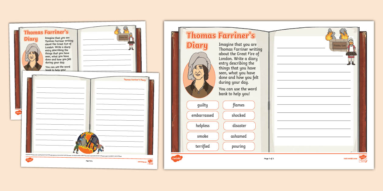 Diary of Thomas Farriner Writing Frame (Teacher-Made)