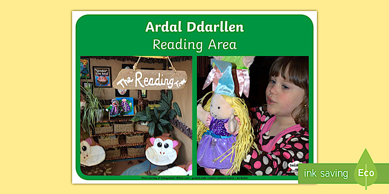 Reading Area Display Sign English/Welsh (teacher made)