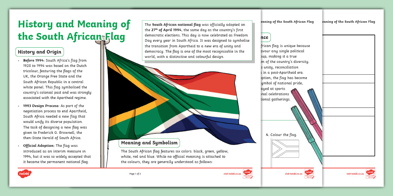 The History and Meaning of the South African Flag - Twinkl