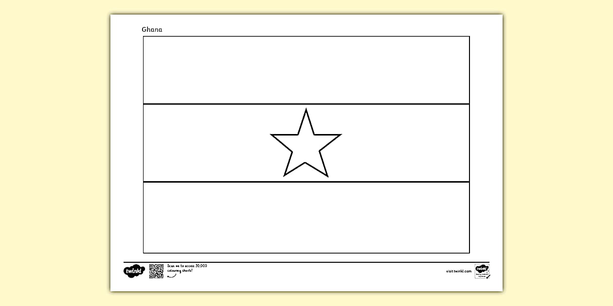 Ghana A4 Colouring Flag (teacher made) - Twinkl