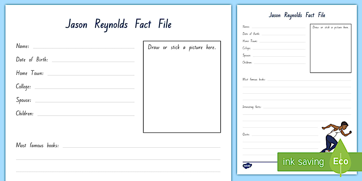 Year 5 and 6 Chapter Chat Week 1 Author Study of Jason Reynolds Worksheet